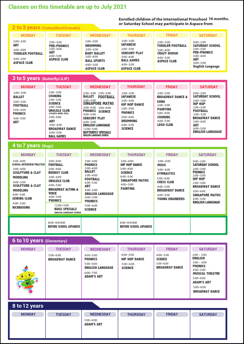 Saturday After School - Saturday School - Kspace International ...