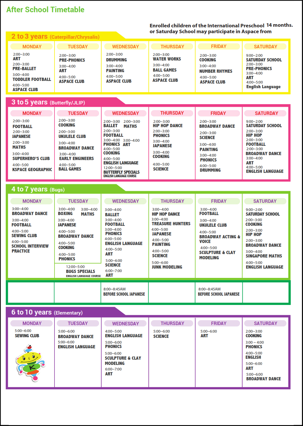 Saturday After School - Saturday School - Kspace International ...